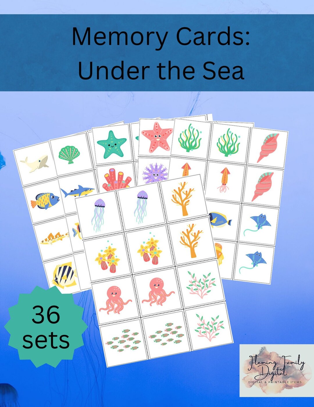 Under the Sea Matching Card Game, Memory Kids Activity, Printable ...