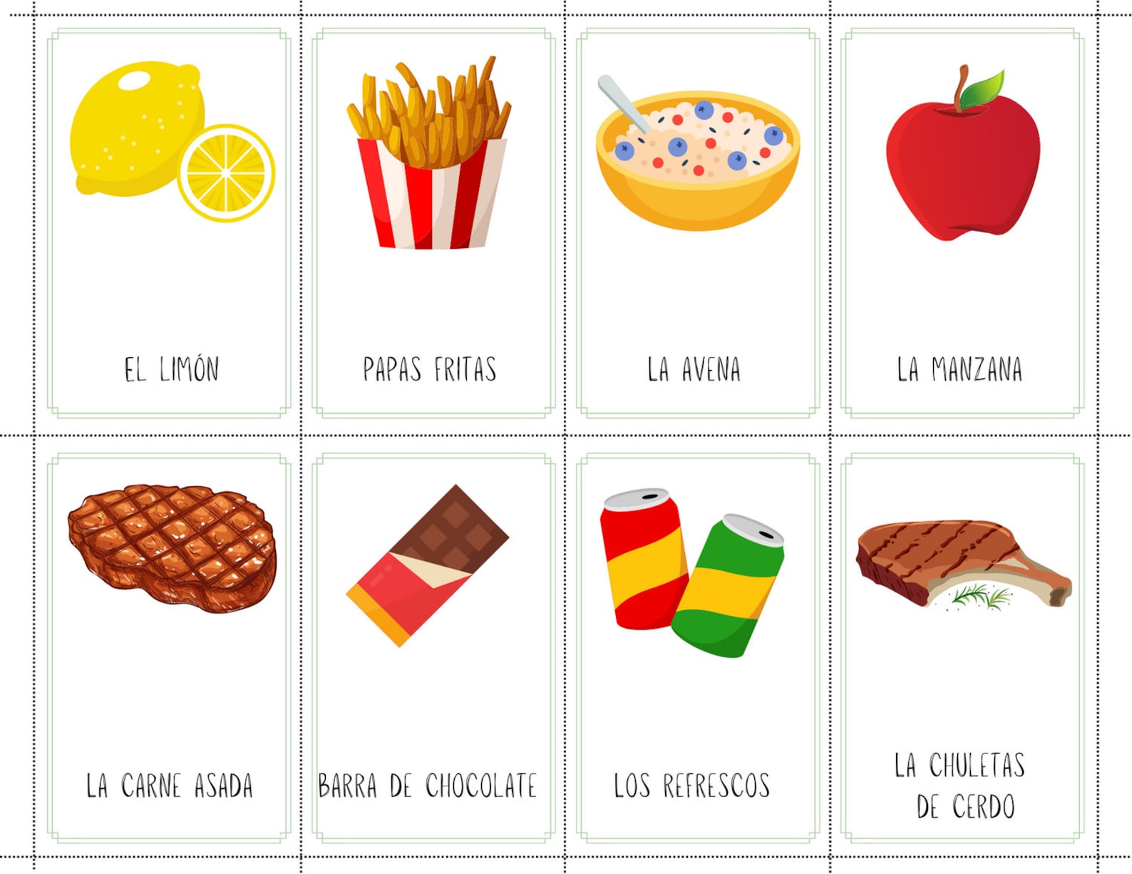 Printable Foods Spanish 3-part Cards, Nomenclature, Montessori Style ...