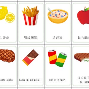 Printable Foods Spanish 3-part Cards, Nomenclature, Montessori Style ...