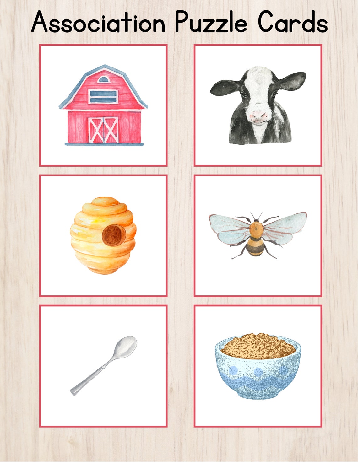 Printable Picture Association. Preschool Learning Guide. Association ...