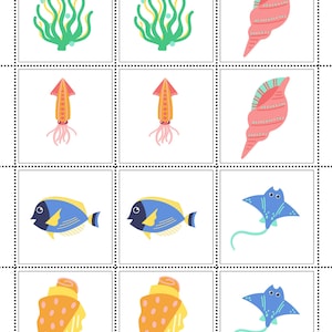 Under the Sea Matching Card Game, Memory Kids Activity, Printable ...
