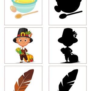 Printable Thanksgiving Matching Shadow Cards. Montessori Style ...
