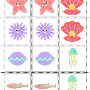 Under the Sea Matching Card Game, Memory Kids Activity, Printable ...