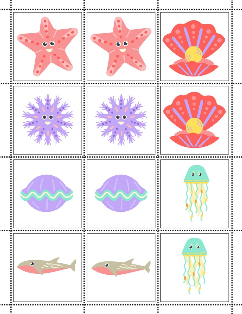Under the Sea Matching Card Game, Memory Kids Activity, Printable ...