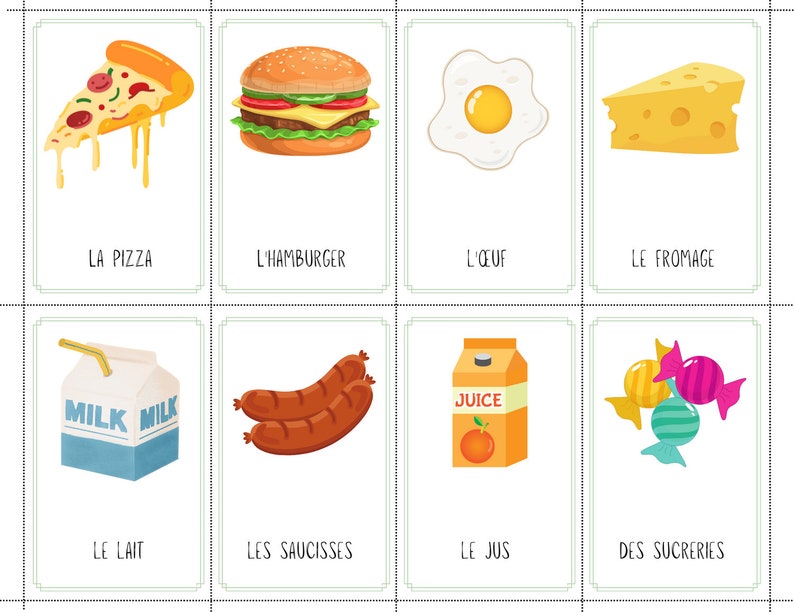 Printable Foods French 3-part Cards, Nomenclature, Montessori Style ...