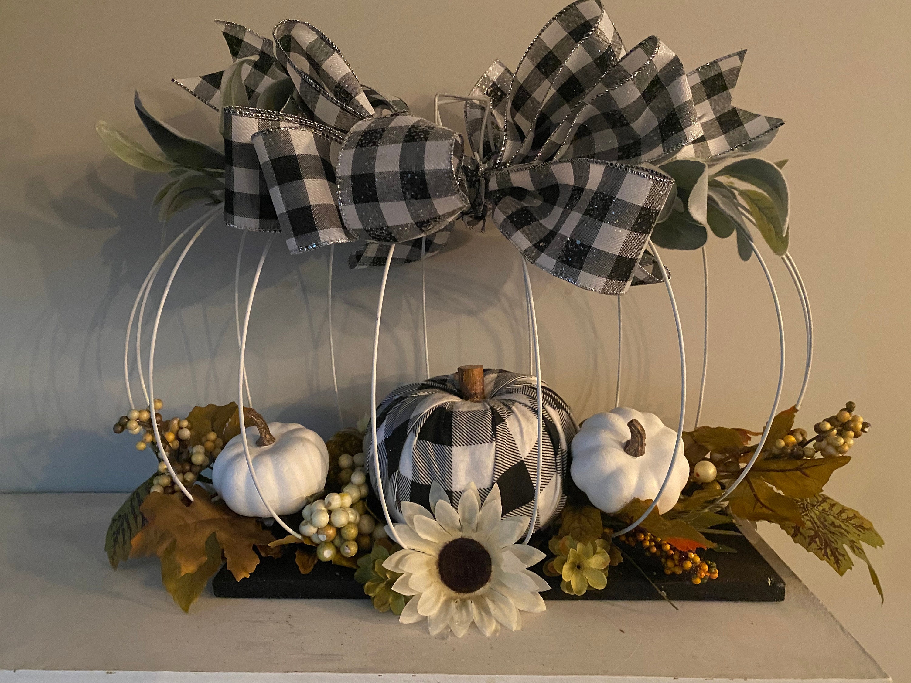 3 D Black & White Checkered Pumpkin Fall Centerpiece,centerpiece,fall ...