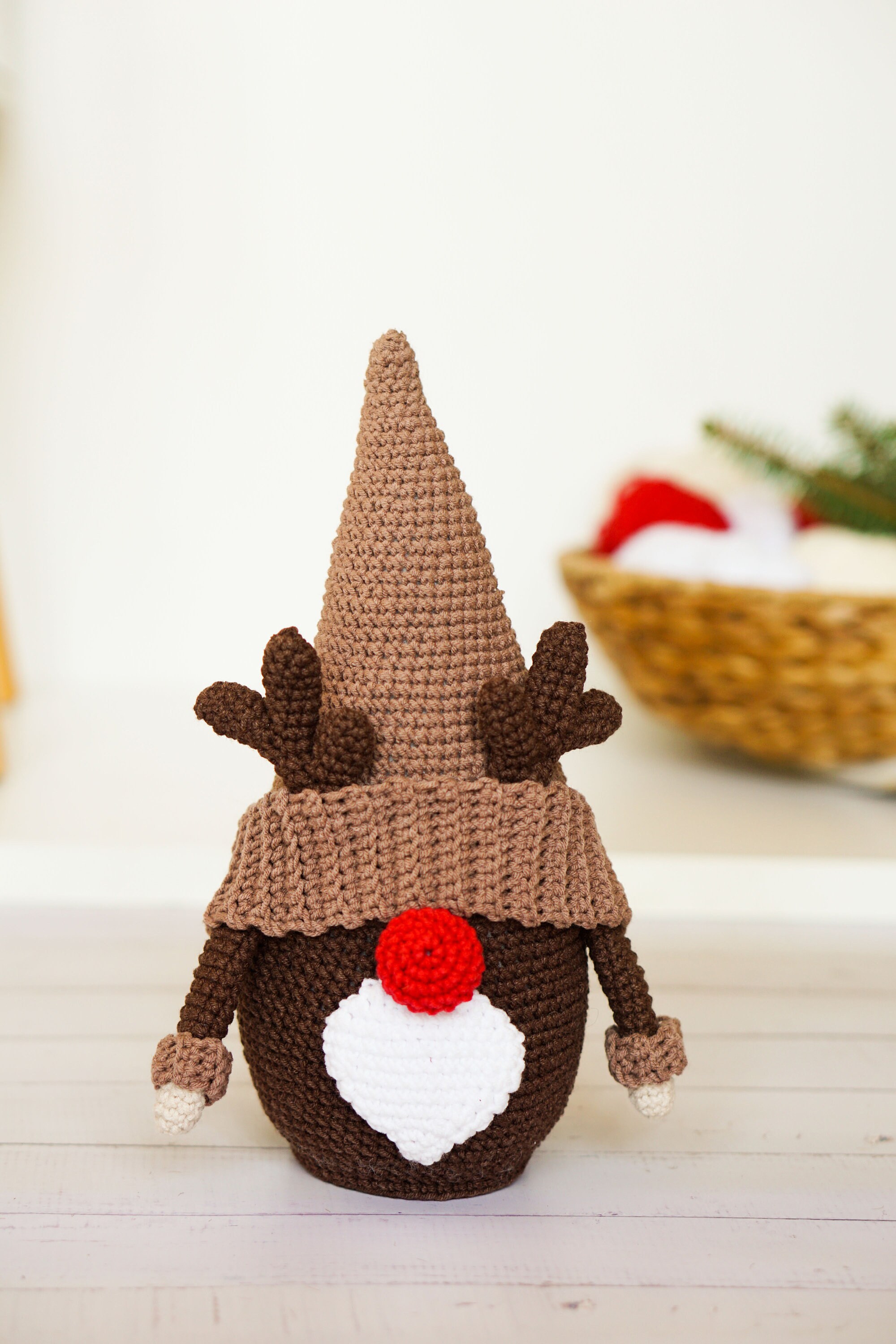Crochet Patterns Rudolph Red Nose Reindeer Gnome, Christmas Gnome ...