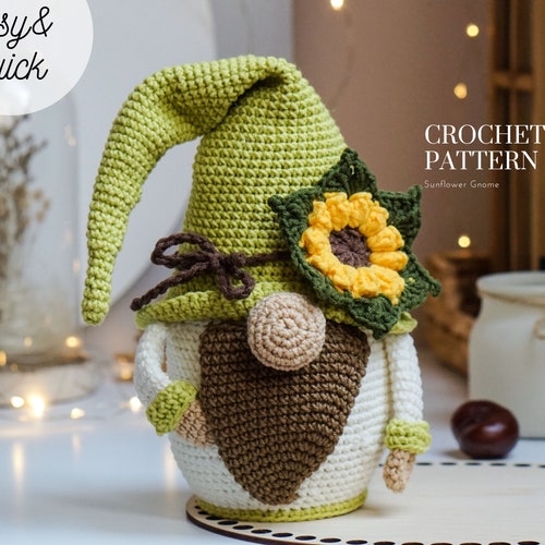 Crochet Patterns Granny Square Gnome Floral Gnome Flower - Etsy