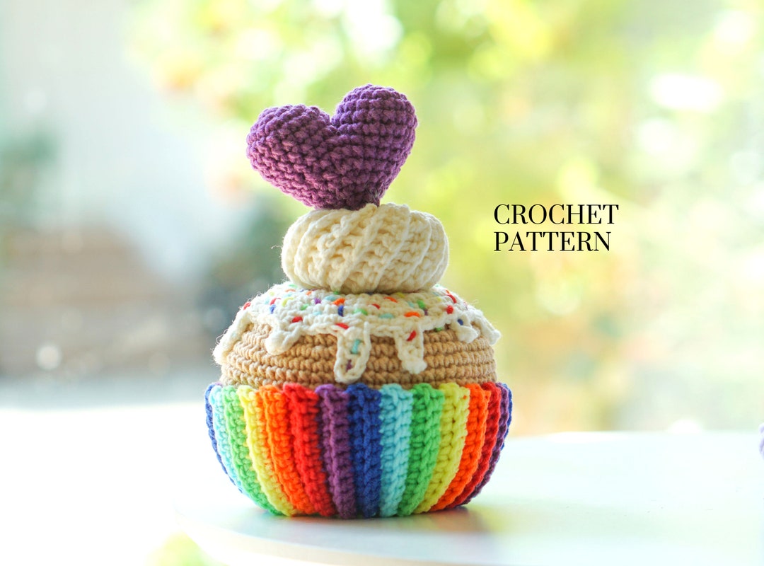 Crochet Pattern Rainbow Cupcake, Crochet Cupcakes, Crochet Food ...