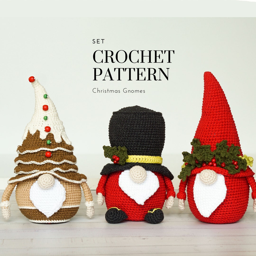 Crochet Patterns Gingerbread Gnome, Holly Gnome, Gentleman Gnome, Gnome ...