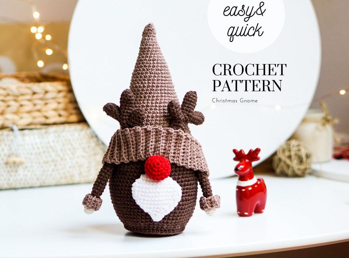 Crochet Patterns Rudolph Red Nose Reindeer Gnome Christmas - Etsy