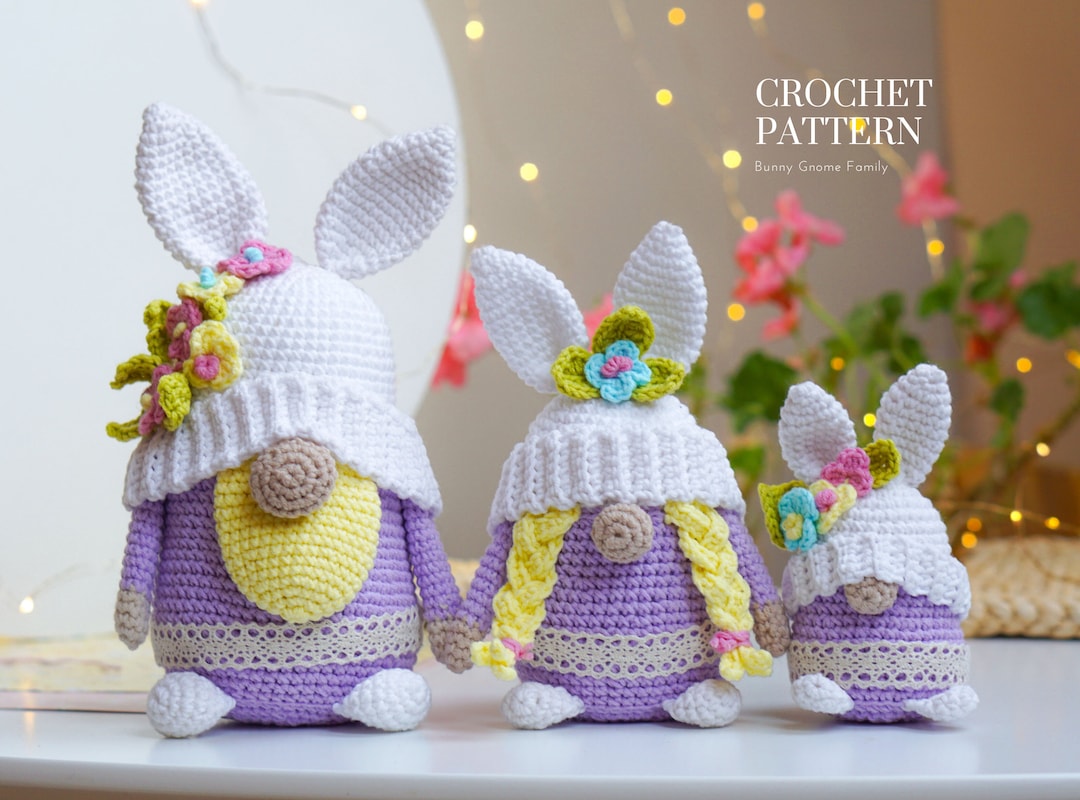 Crochet Patterns Bunnies Gnomes, Crochet Flowers Gnomes, Gnomes ...