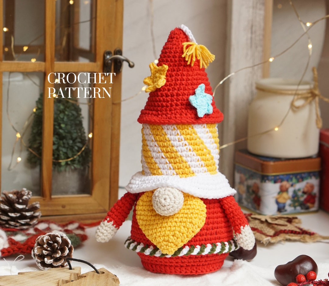 Crochet Patterns Fireworks Gnome for Xmas Ornament, Gnome Amigurumi ...