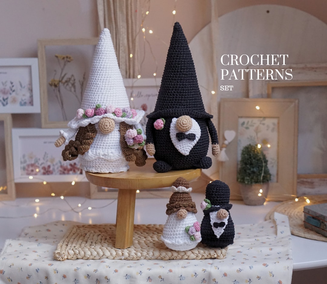 Crochet Patterns SET Wedding Gnomes, Bride Gnome, GROOM Gnome ...