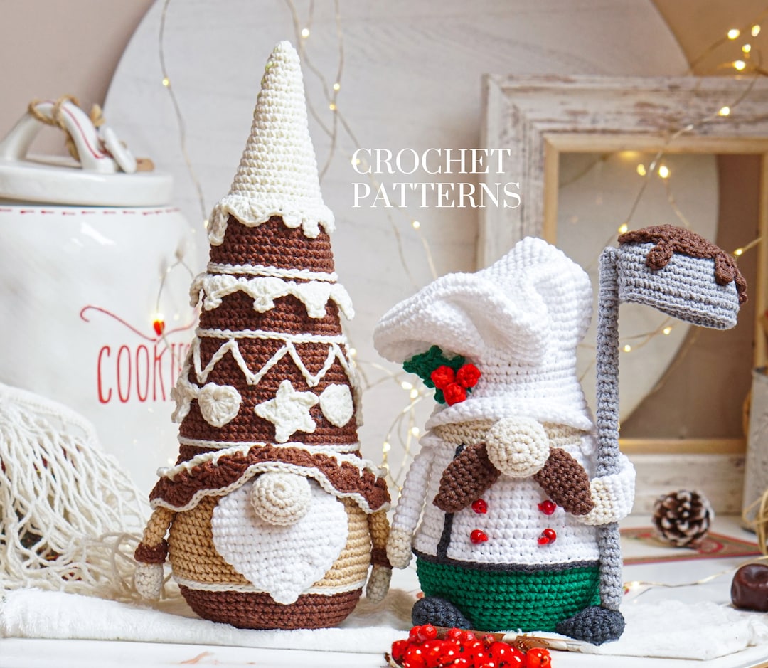 Crochet Patterns Christmas Chef Gnome and Gingerbread Cookies, Crochet ...