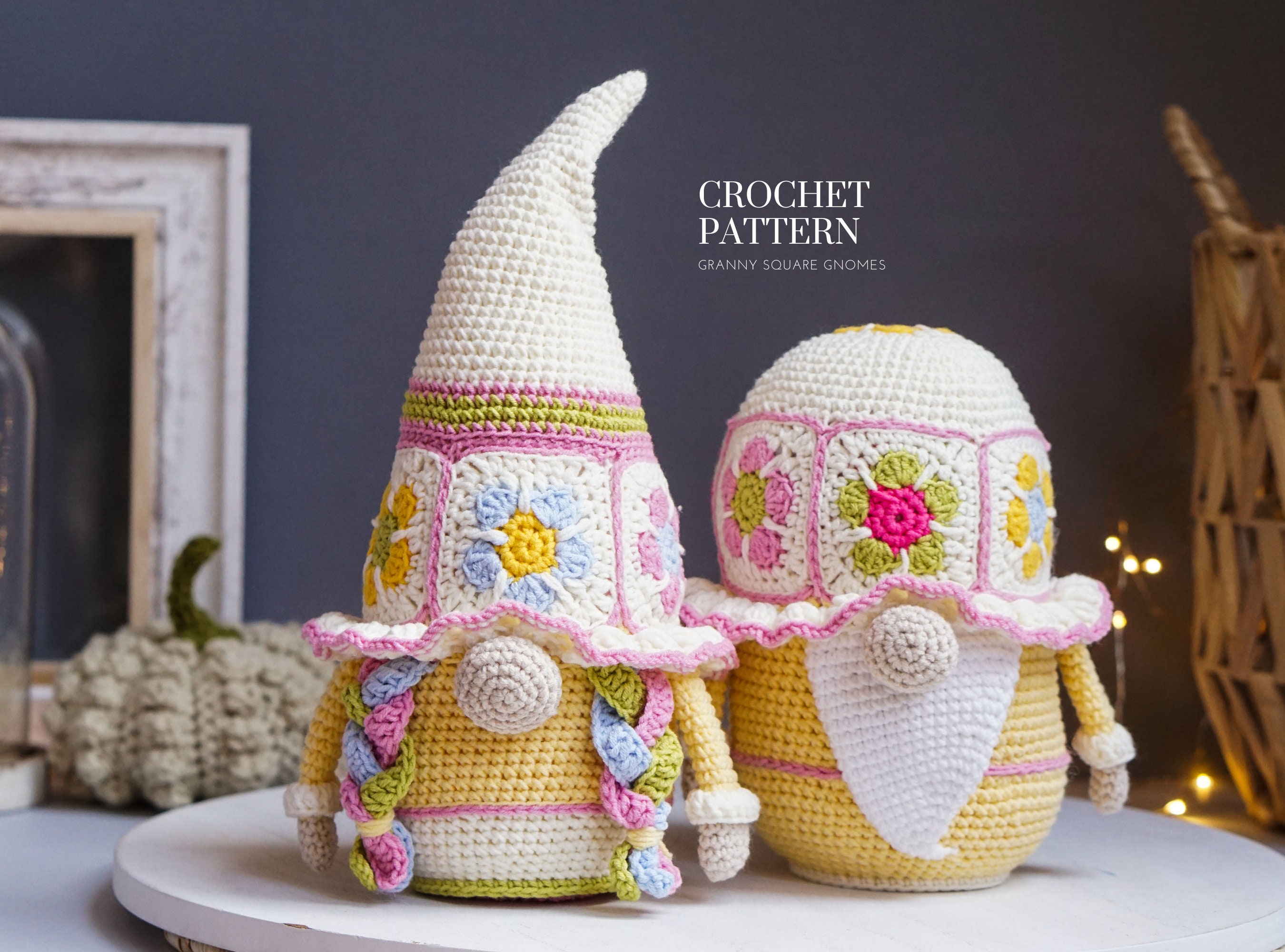 Crochet Patterns Granny Square Gnomes, Floral Gnome, Flower Gnome ...
