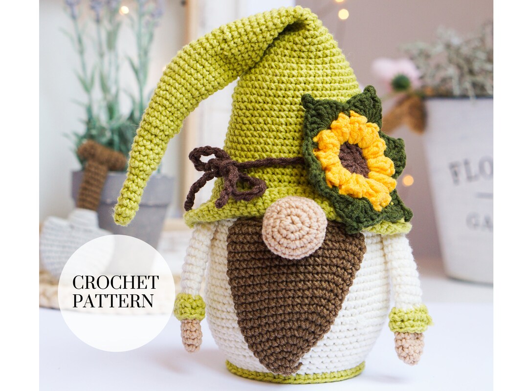 Crochet Patterns Flower Gnome, Easter Gnome, Floral Gnome, Flower Gnome ...