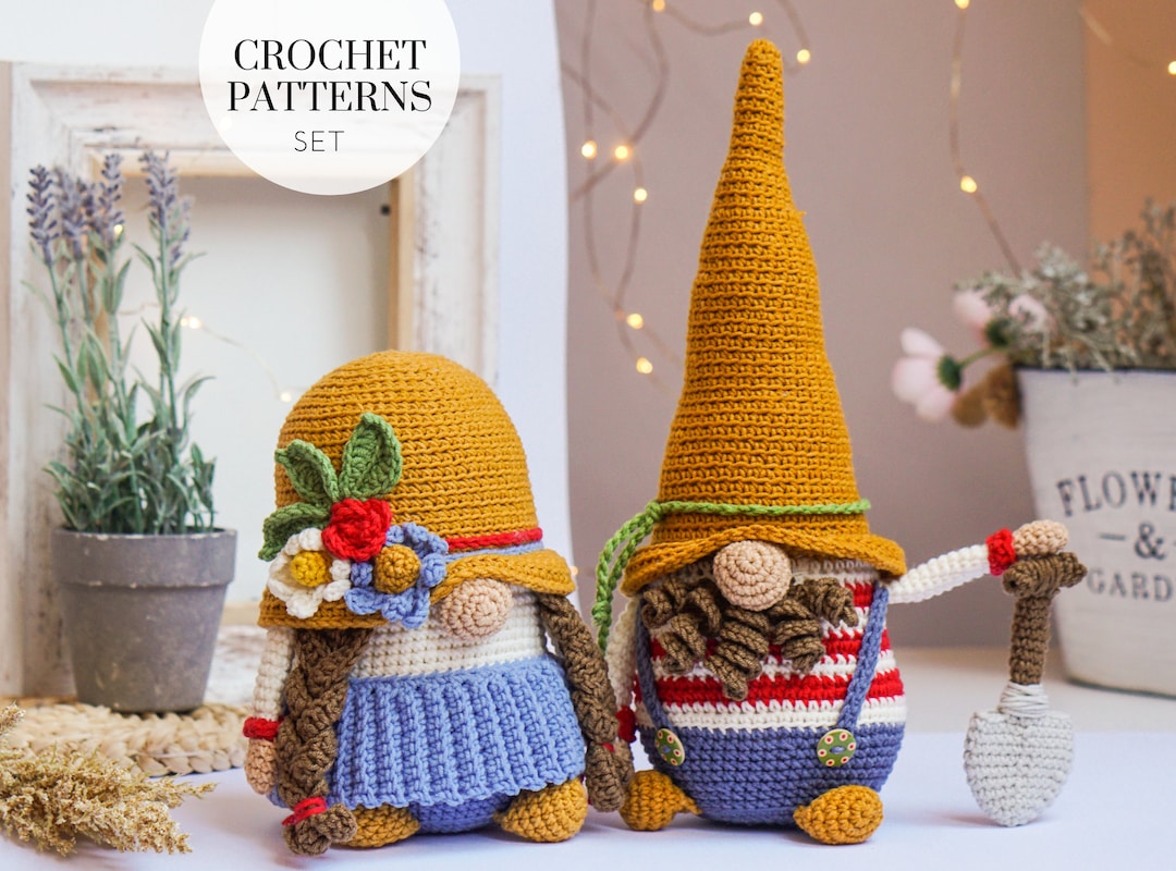 Crochet Patterns GARDENER Gnome, Summer Gnome, Flower Gnome, Crochet ...