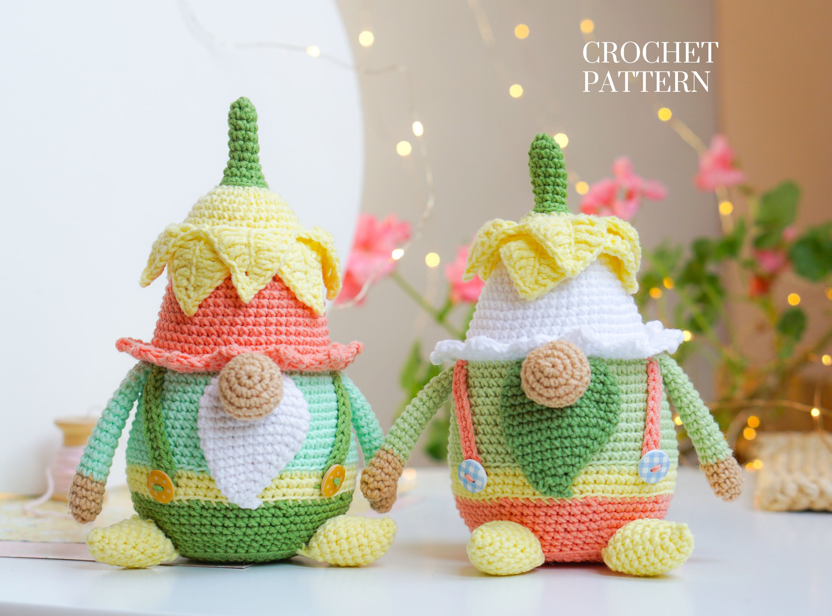 Crochet Patterns Easter Gnome Daffodil Gnome Flower Gnome - Etsy