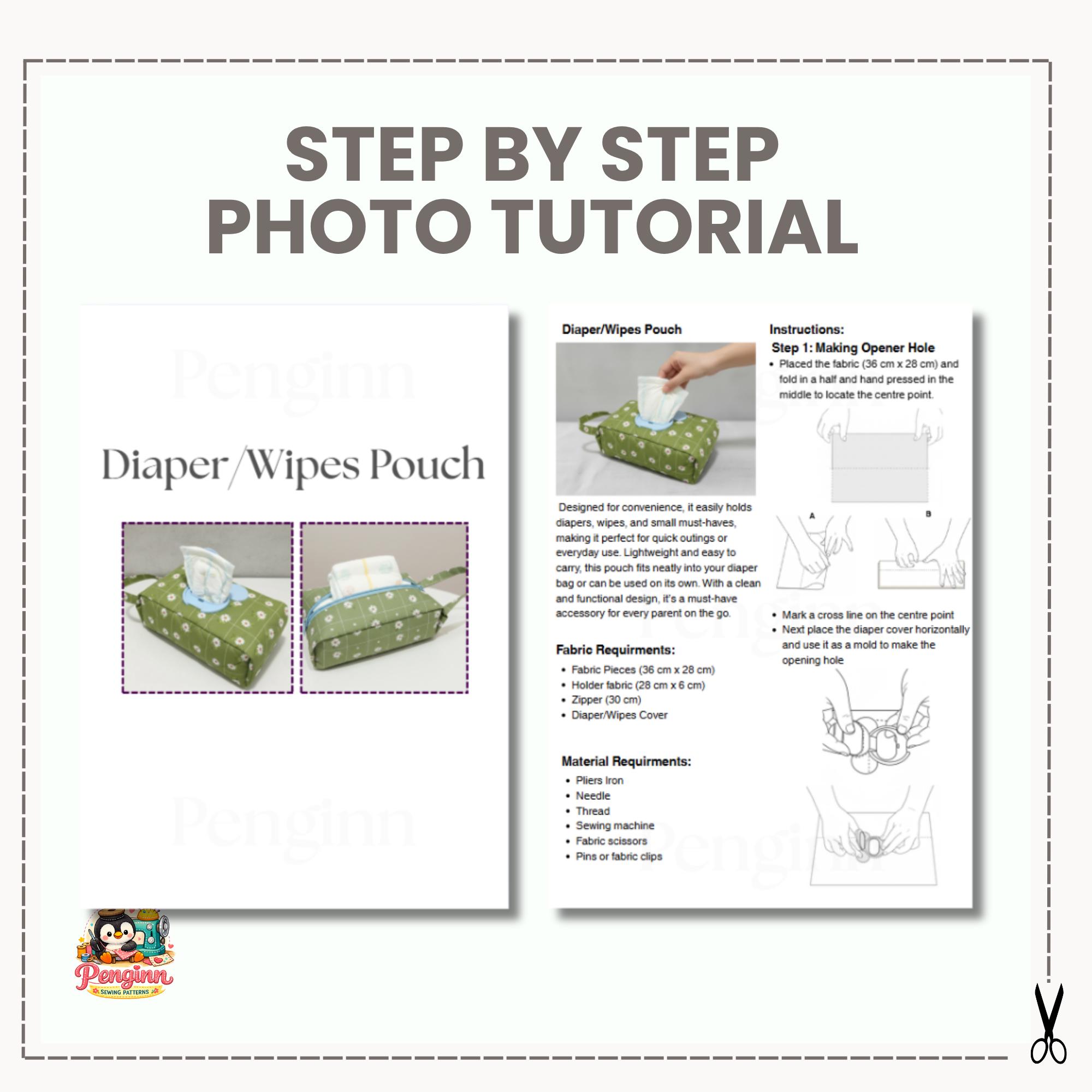 Diaper and Wipes Pouch Sewing Pattern | Beginner Friendly Zipper Diaper ...