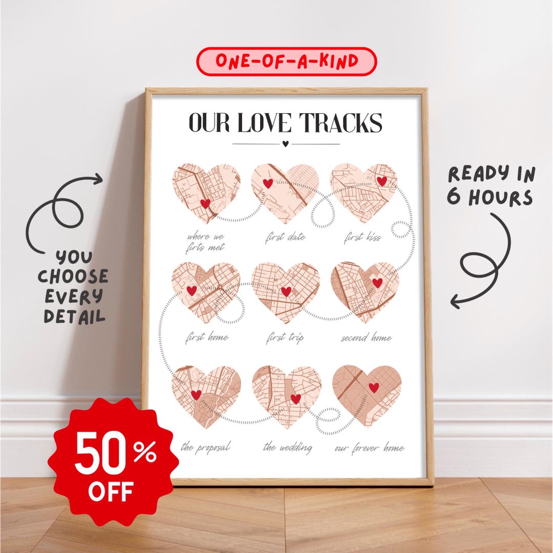 Long Distance Relationship Map Couple Map Story of Us Where We First ...