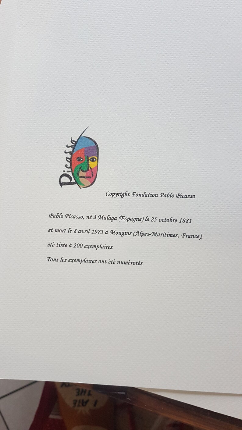 Pablo Picasso certified Lithograph 50x70 - Etsy