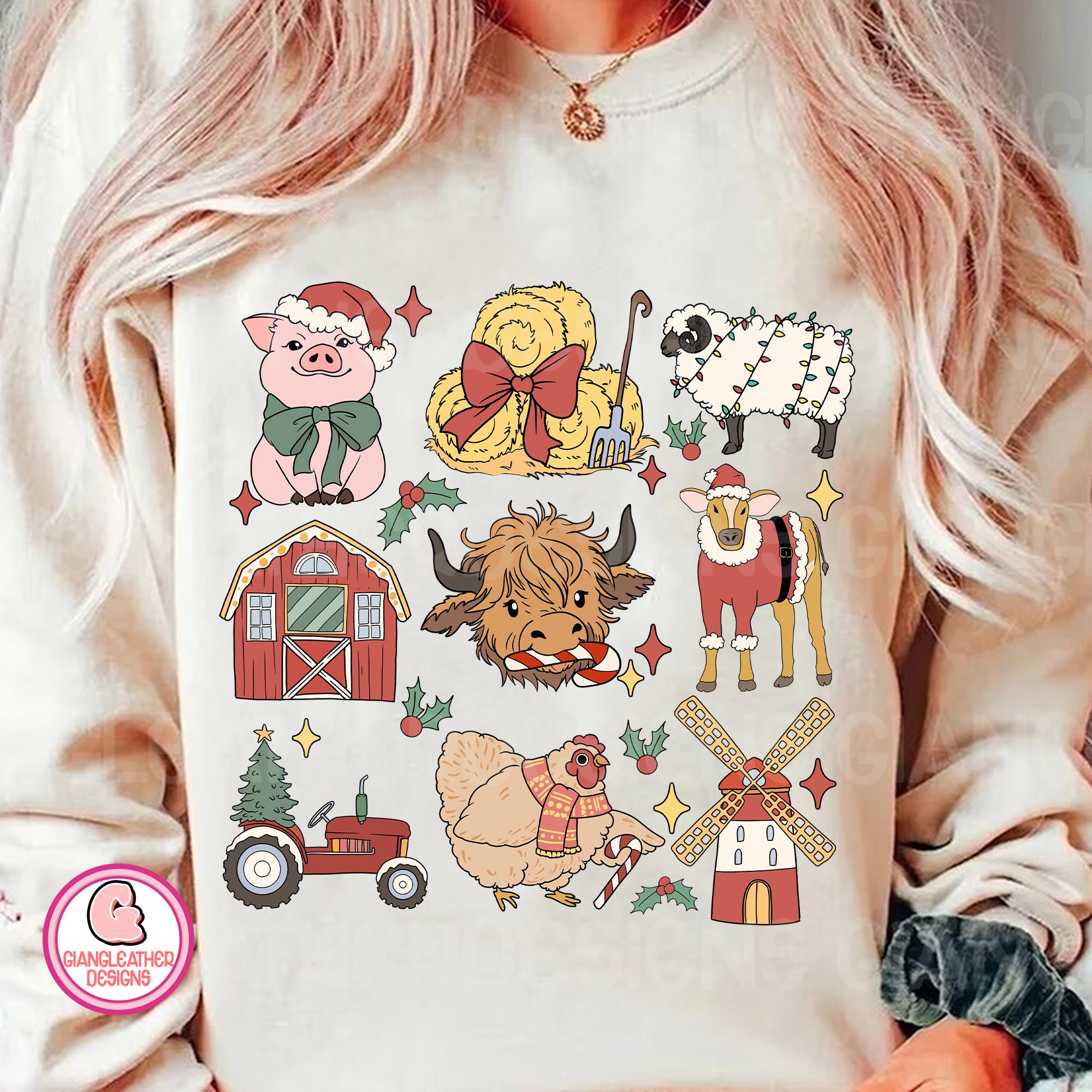 Highland Cow Christmas Png, Christmas Png, Christmas Farm Animals Png ...