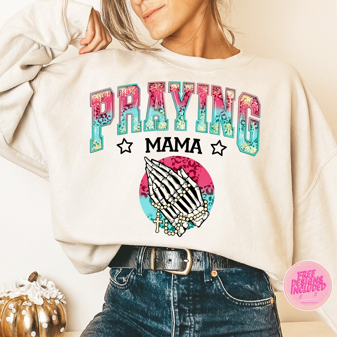 Praying Mama Varsity Png,praying Mama Embroidery Png,pastel Praying ...
