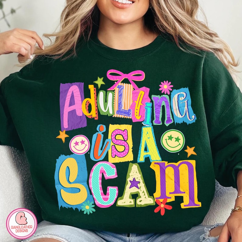 Adulting is a Scam PNG, Funny Sarcastic Png, Checkered Sarcasm Png ...