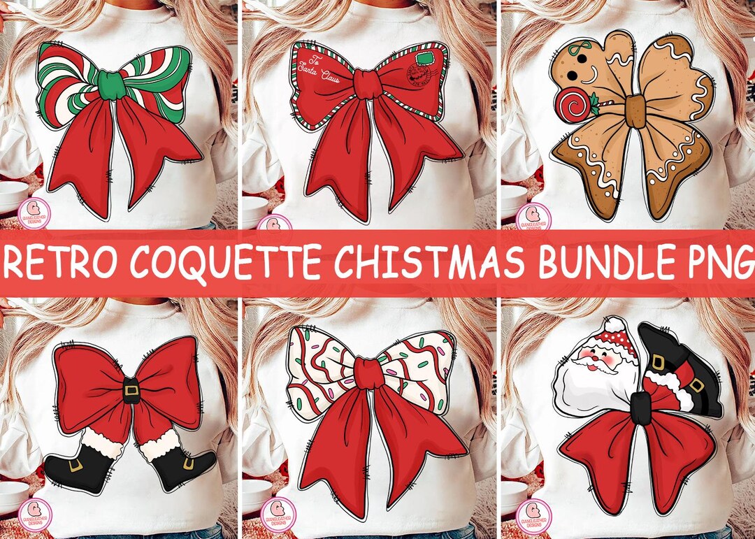 Coquette Christmas Bows Png Bundle, Christmas Bow Png, Merry Christmas ...