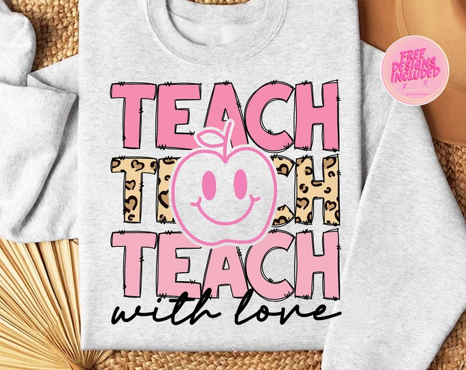 Teach With Love Png, Teacher Png, Leopard Print Png, Retro Png, Teach ...
