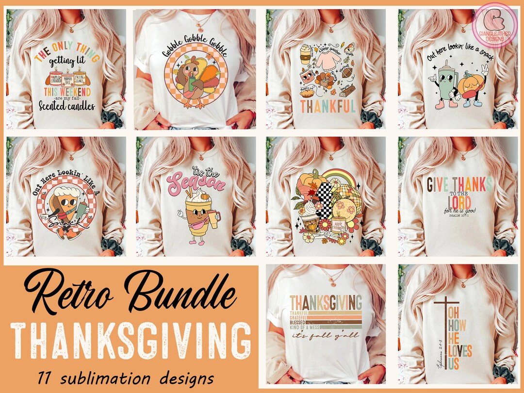 Retro Thanksgiving Png Bundle, Thanksgiving Sublimation Bundle, Retro ...
