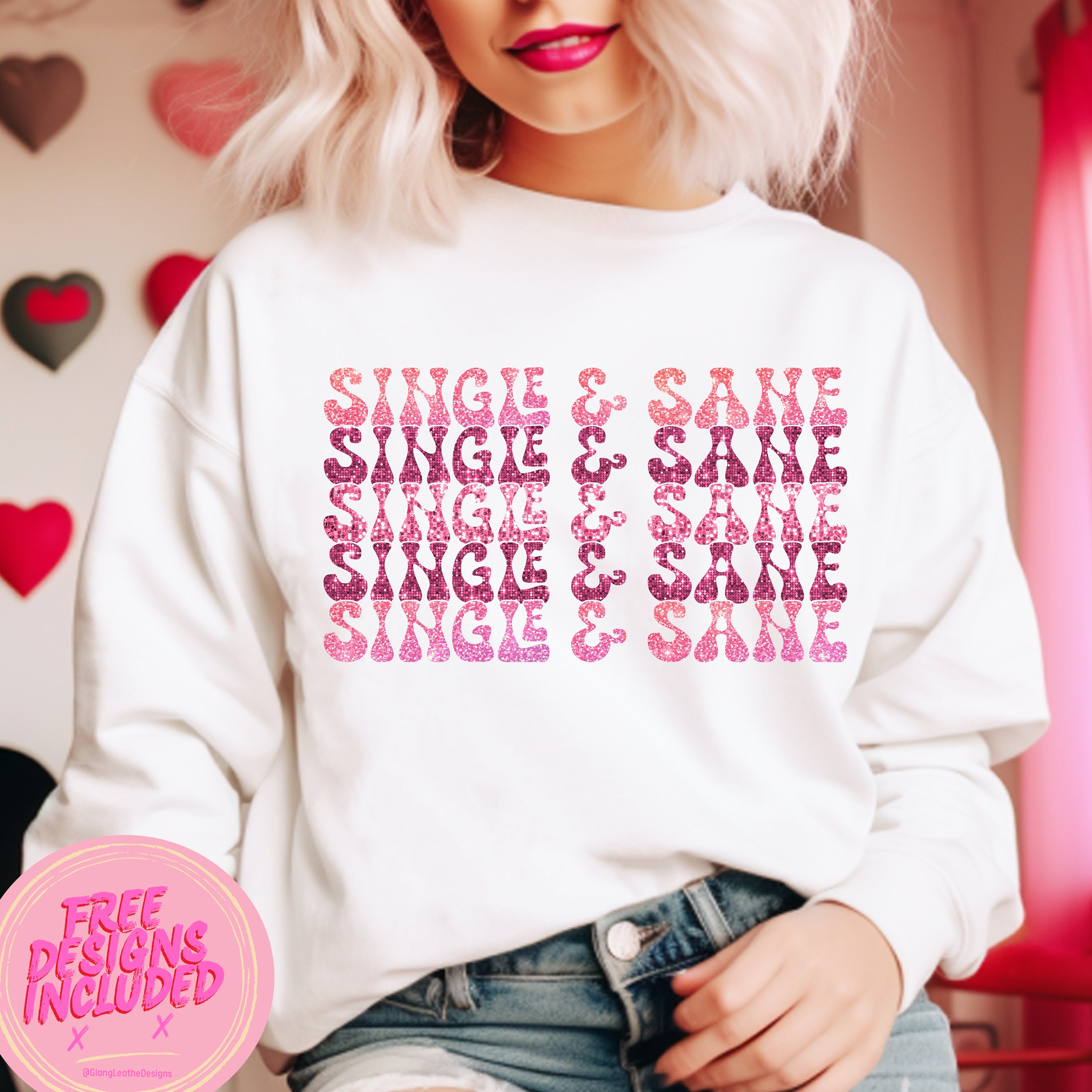 Single & Sane Pngsingle Glitter Faux Sequin Pngsingle - Etsy