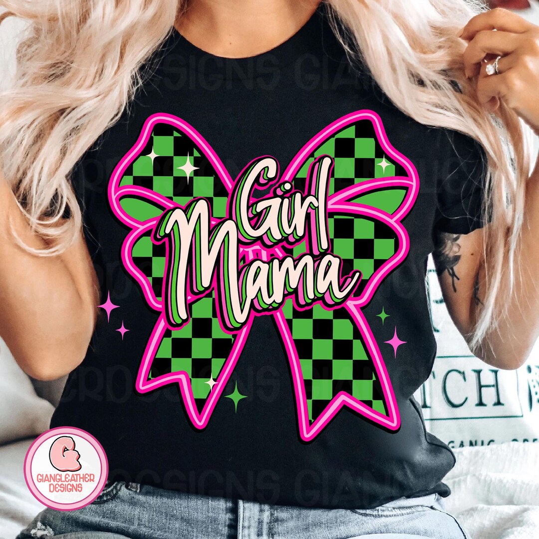 Girl Mama Png, Checkered Preppy Mama Png, Girl Mama Png, Neon Coquette ...