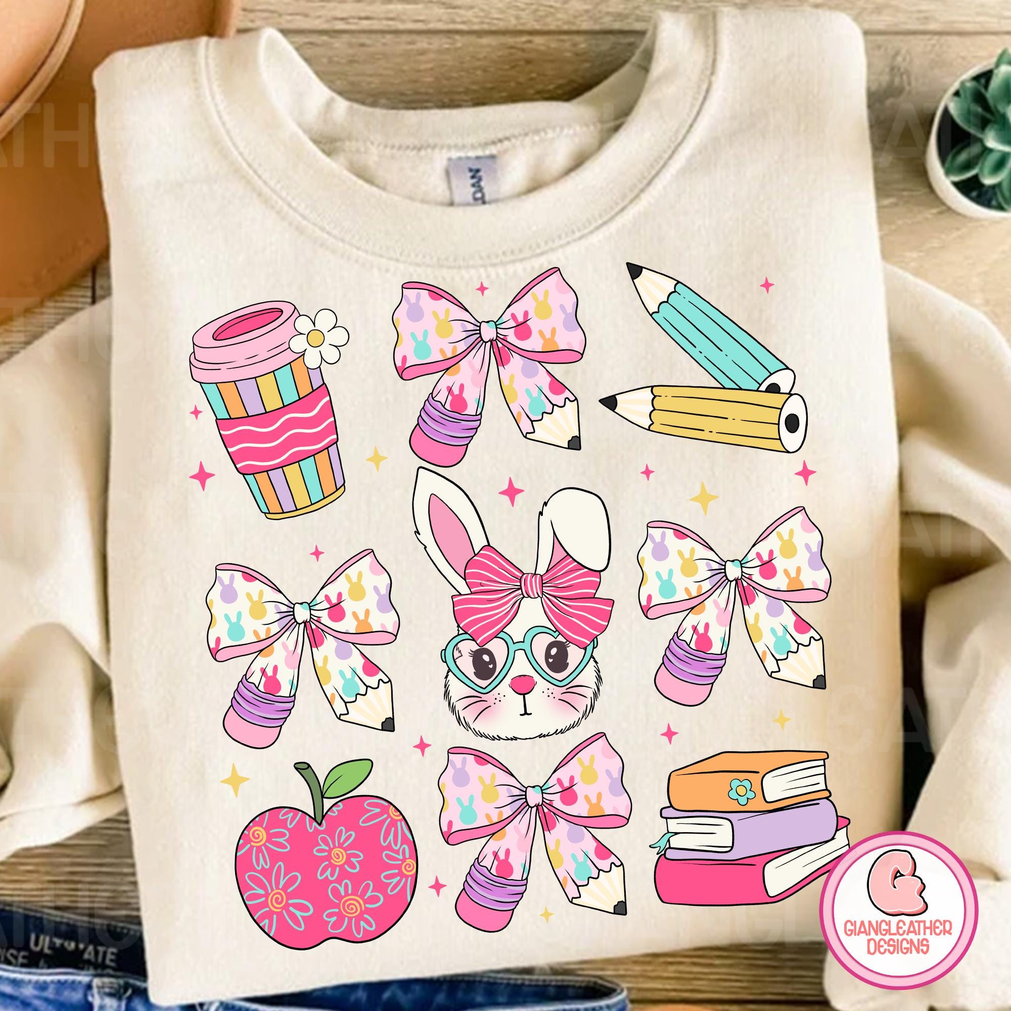 Teacher Easter Png Bundle, Bunny Teacher Png, Easter Png, Easter Pencil ...