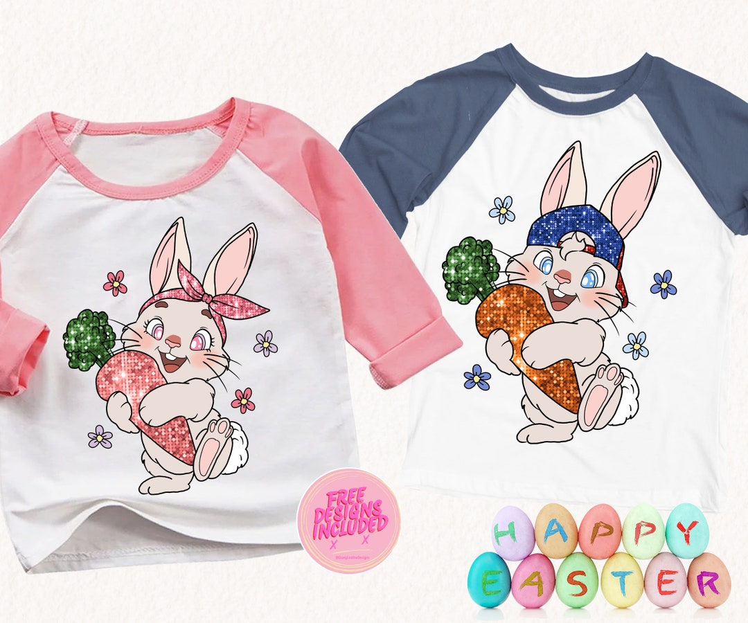 Easter Bunny Png ,bunny Girl and Boy Png,faux Sequin Bunny Png,retro ...