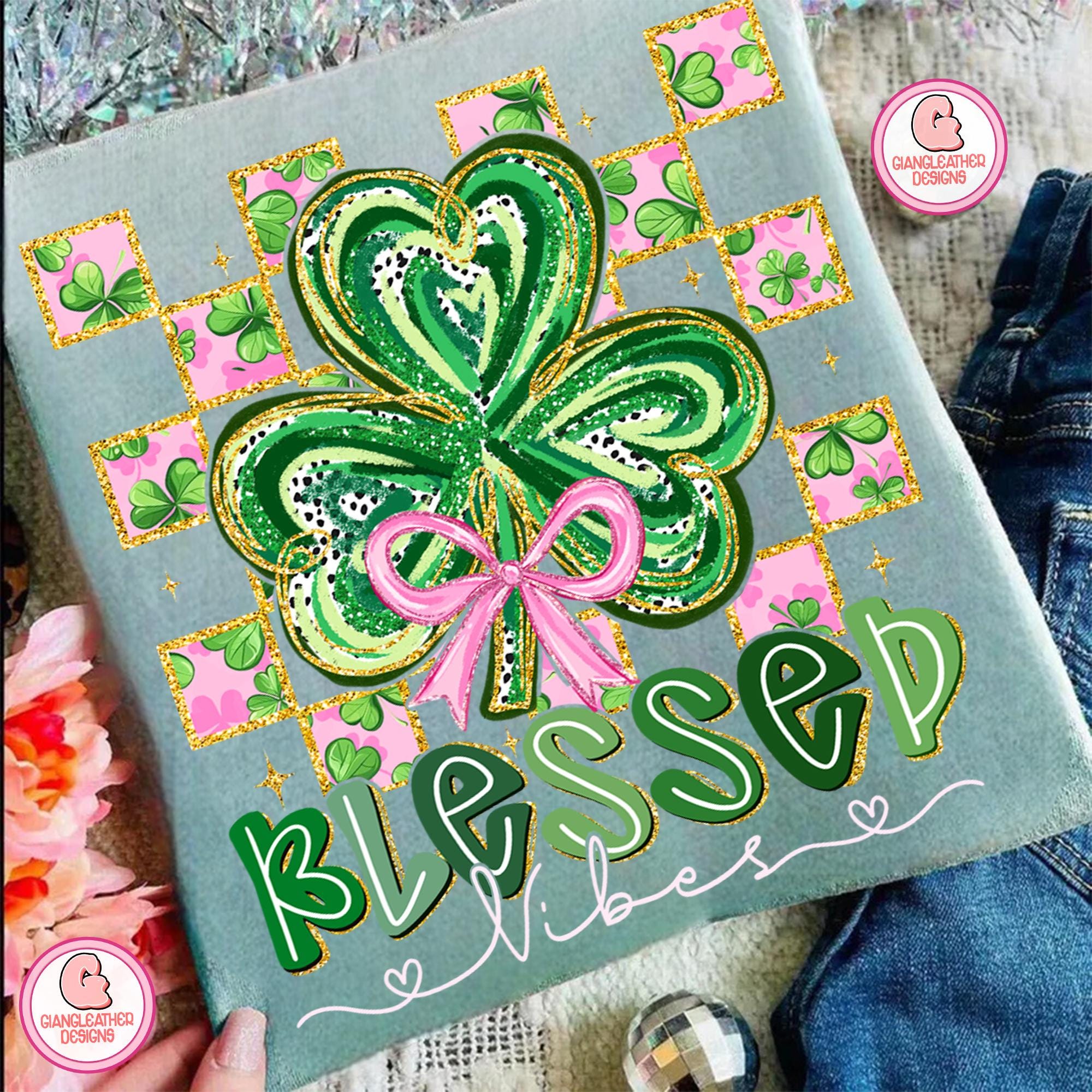 Blessed Vibes Png, Not Lucky Simply Blessed Png, Patrick Png, Retro ...