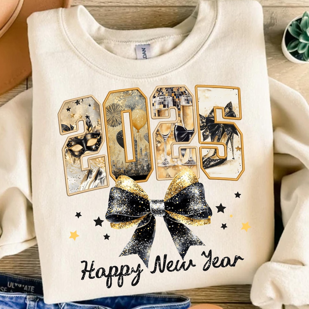 2025 Varsity Gold Coquette Png, Glitter New Year 2025 Png, 12 New ...