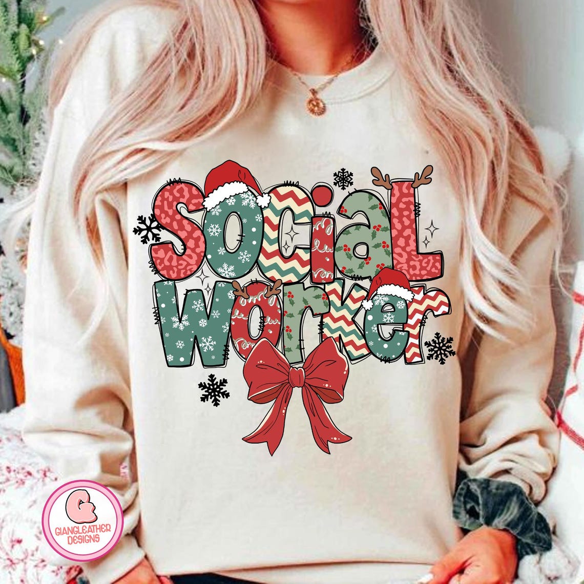 Christmas Social Worker Png, Social Worker Coquette Christmas Png ...