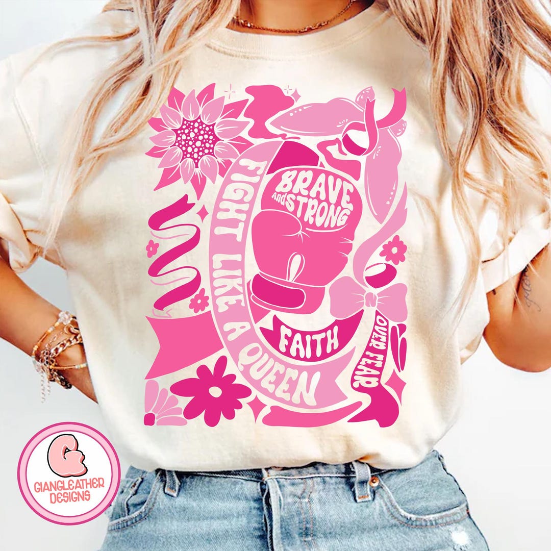 In October We Wear Pink Png,fight Like a Queen Png,breast Cancer Png ...