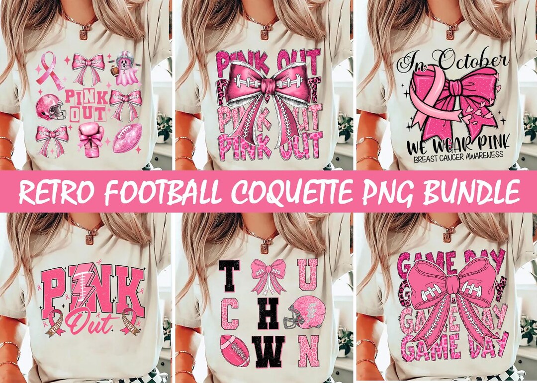 Pink Game Day Png Bundle,coquette Football Bow Png,tackle Cancer Png ...