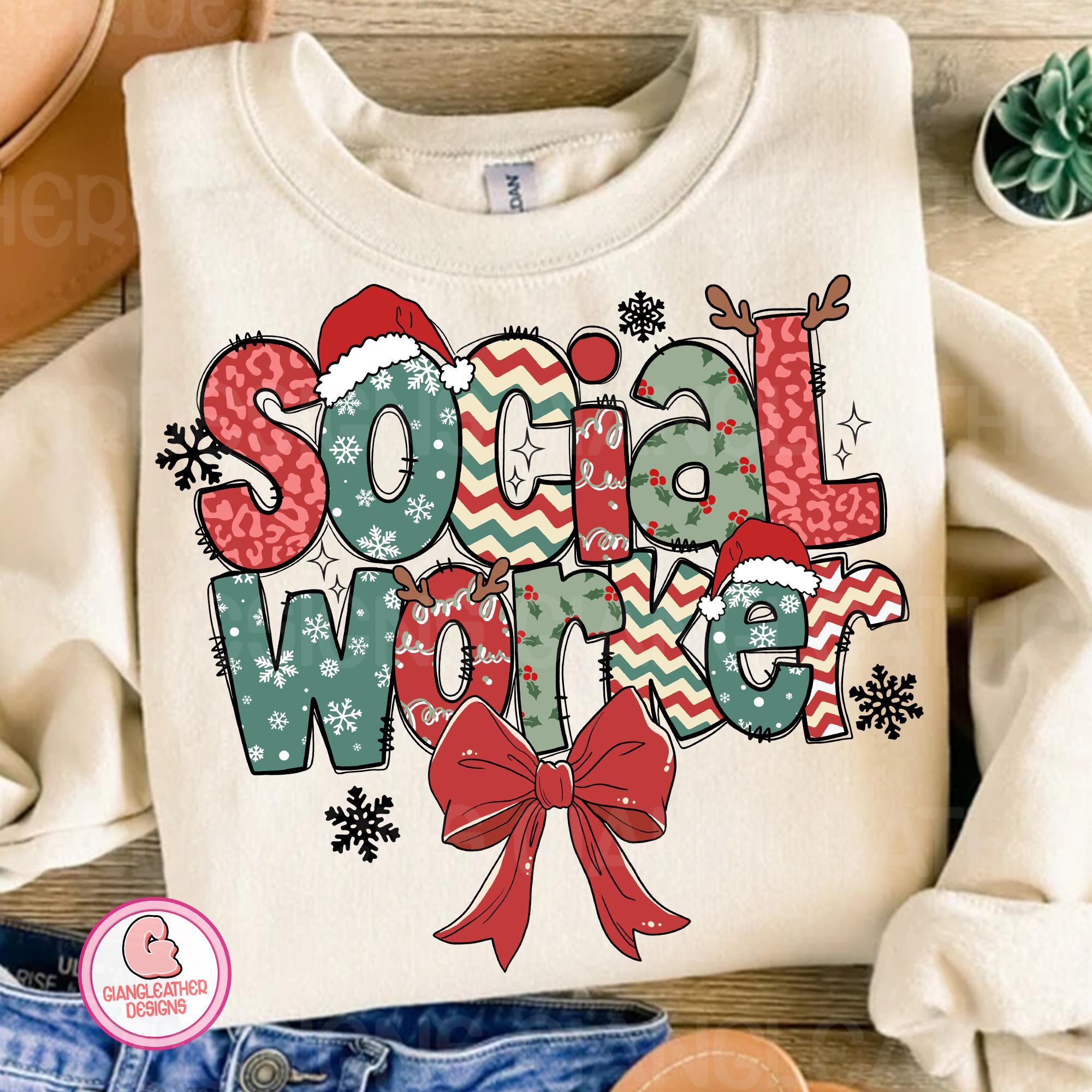 Christmas Social Worker Png, Social Worker Coquette Christmas Png ...