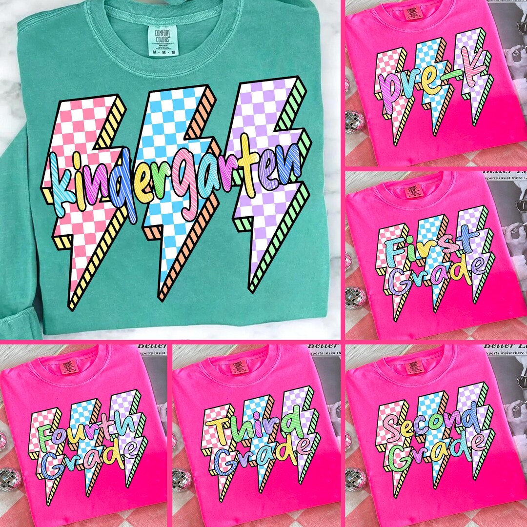 Preppy Back to School Bundle PNG, Girly Checkered Sublimation, Pre-k ...