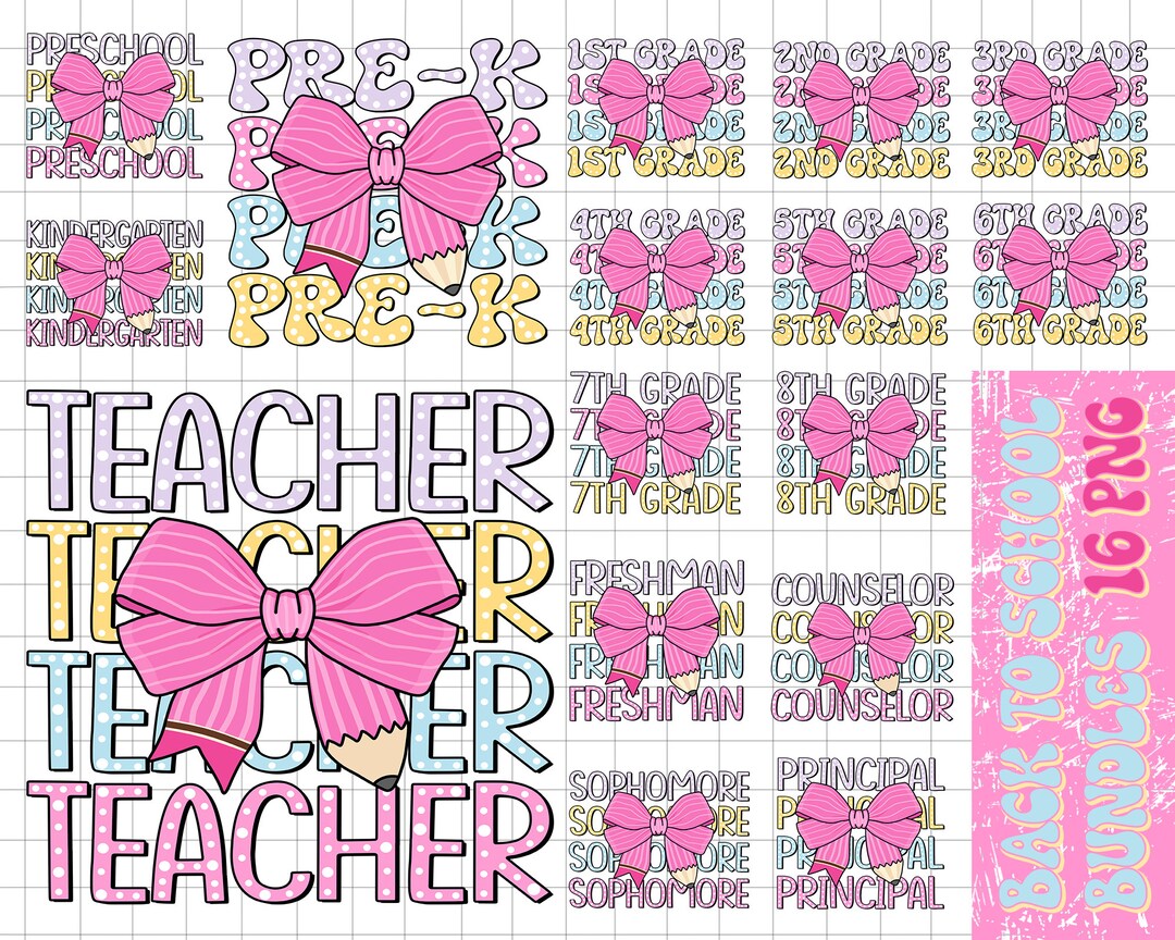 Retro Coquette Back to School Png Bundle,retro Wavy Back to School Png ...