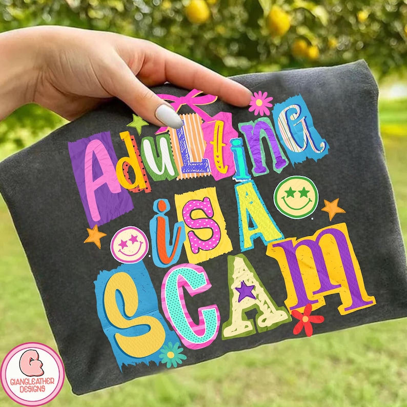 Adulting is a Scam PNG, Funny Sarcastic Png, Checkered Sarcasm Png ...