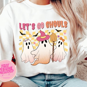 Let's Go Ghouls Png,retro Boo Png,halloween Png,halloween Ghost Png ...