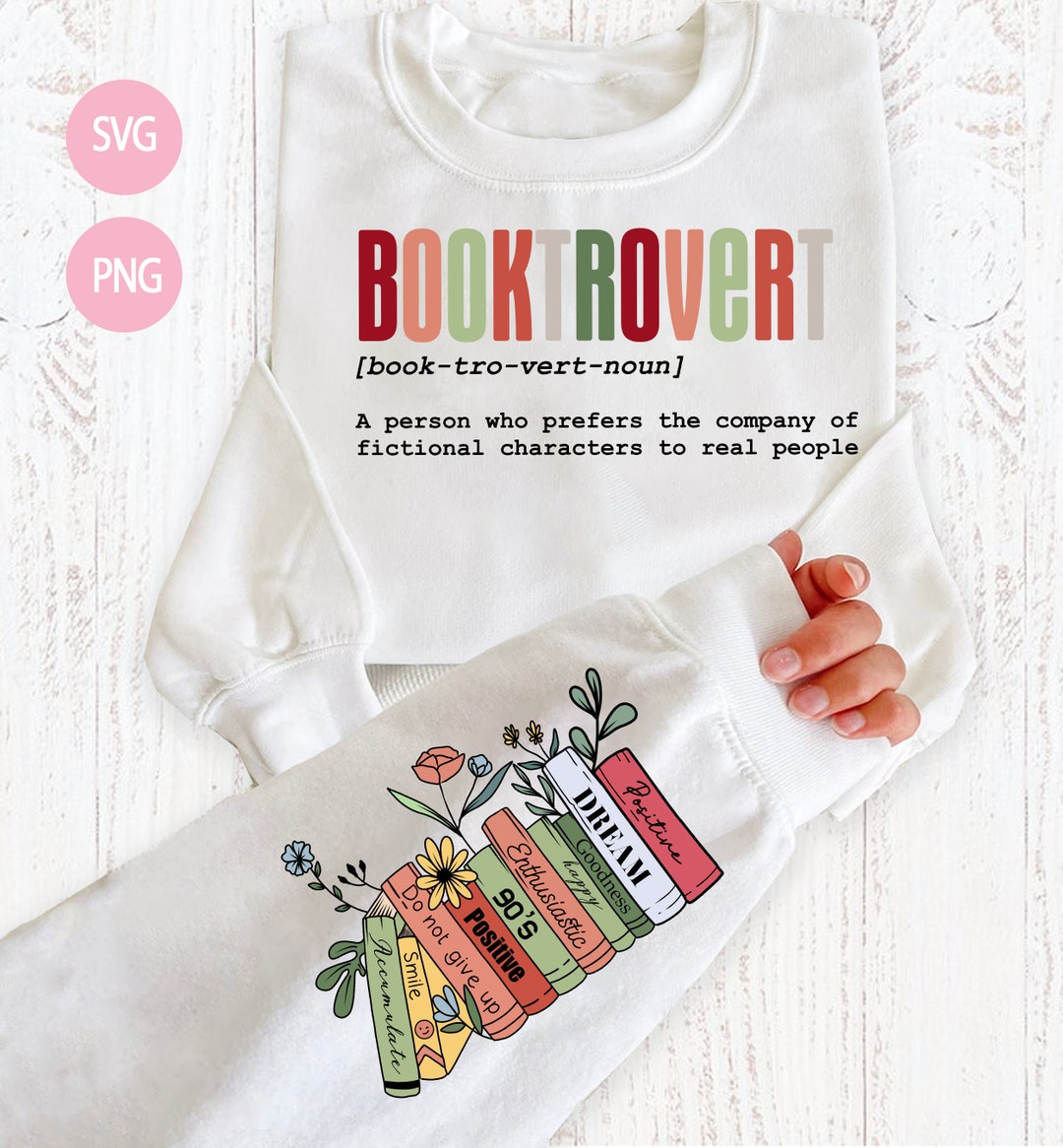 Booktrovert Definition Funny Book Lover Svg Png,retro Books Png ...