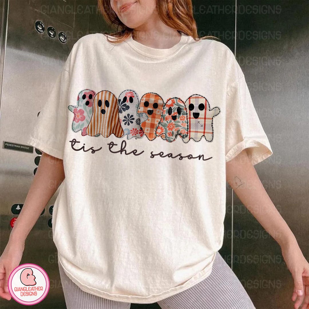 Tis the Season Png, Preppy Floral Ghost Png, Retro Ghosts Png, Preppy ...