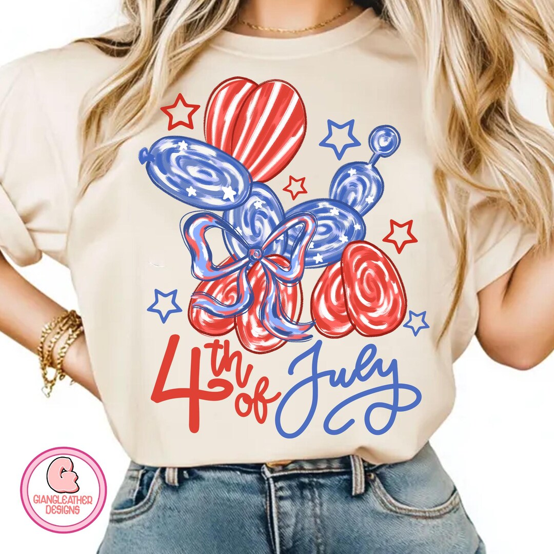 Balloon Dog Bow Fourth of July Png, Brushstroke Balloon Dog Png, 4th of ...