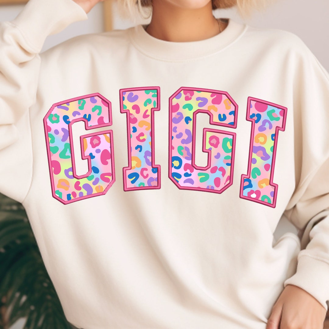 Gigi Png,gigi Embroidery Varsity Png,gigi Varsity Png,pink Leopard Gigi ...